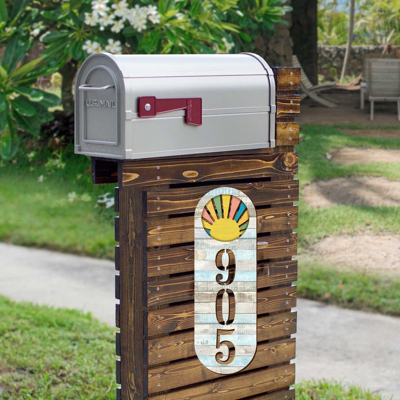 Sunrise Address Sign - Wooden House Number Plaque - Housewarming Door ...