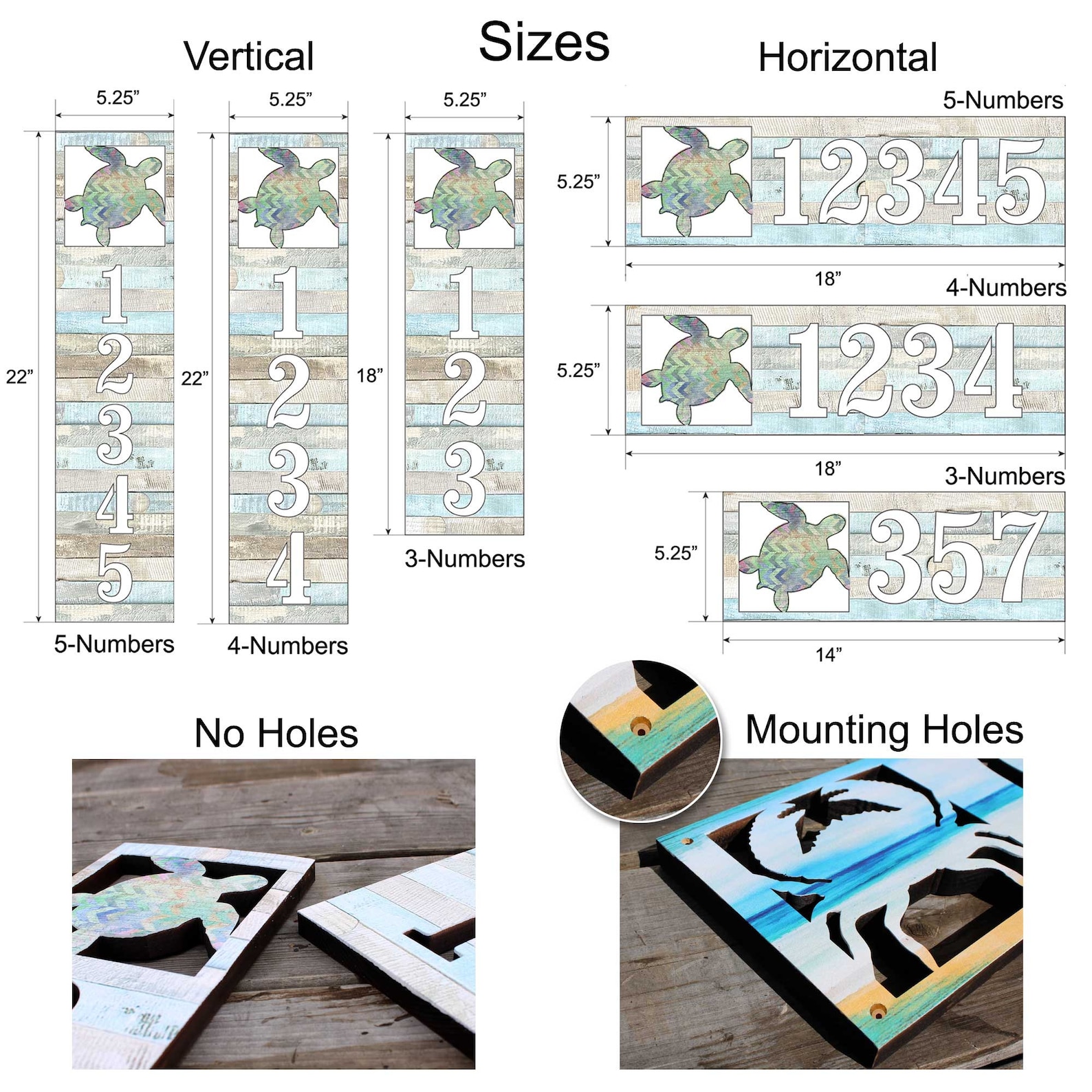 Sea Turtle Address Sign - House Number Plaque - Beach Wooden House ...