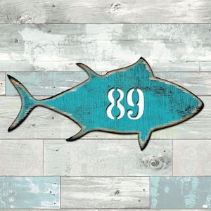 Tuna Fish Address Sign - Coastal House Number Sign by G Debrekht ...