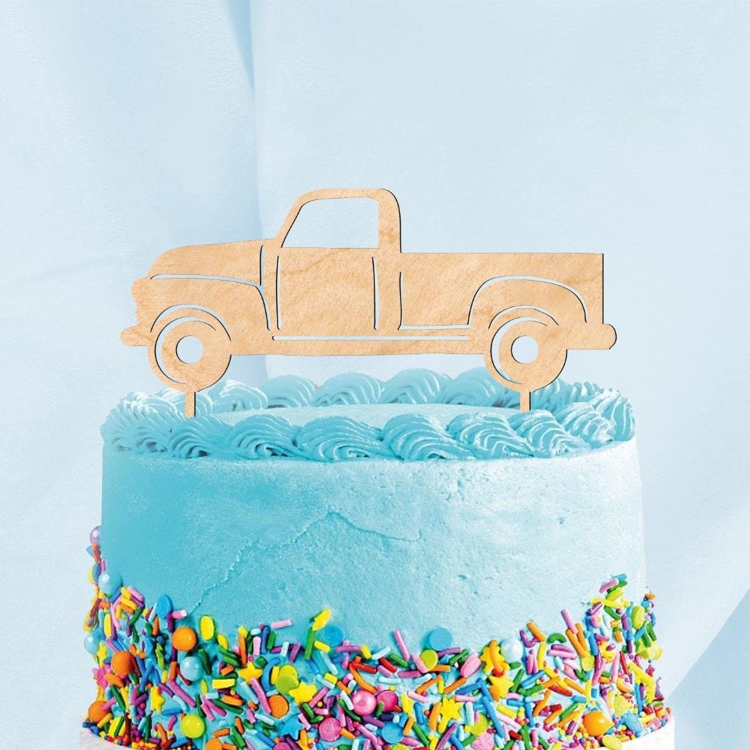 Truck Cake Topper - Natural Wood - Truck Birthday Cake Topper - Truck ...