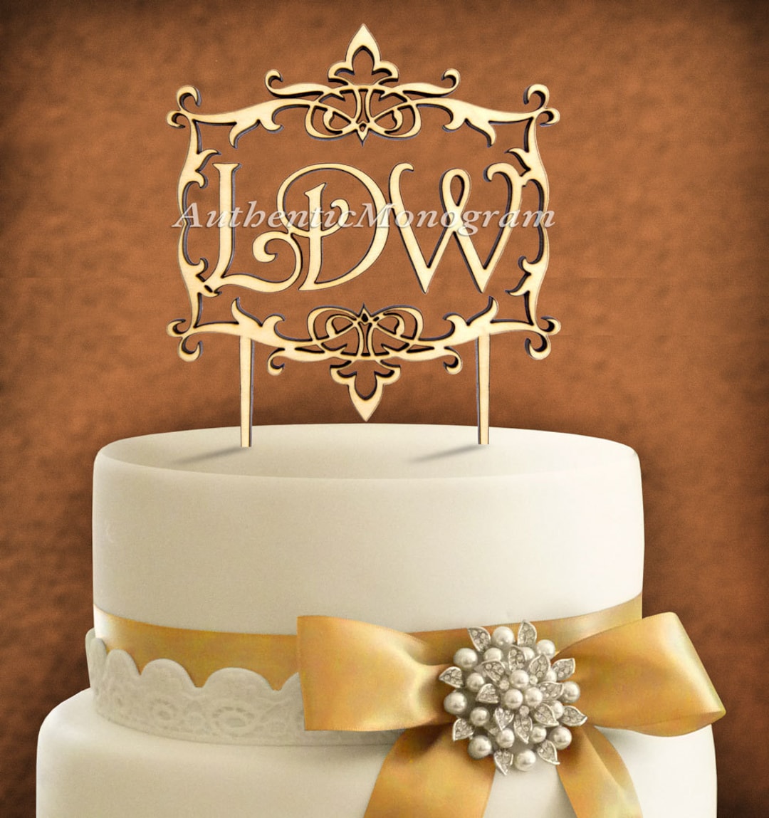 Wedding Cake Topper Wooden Cake Topper Custom Initial Monogram in Frame ...