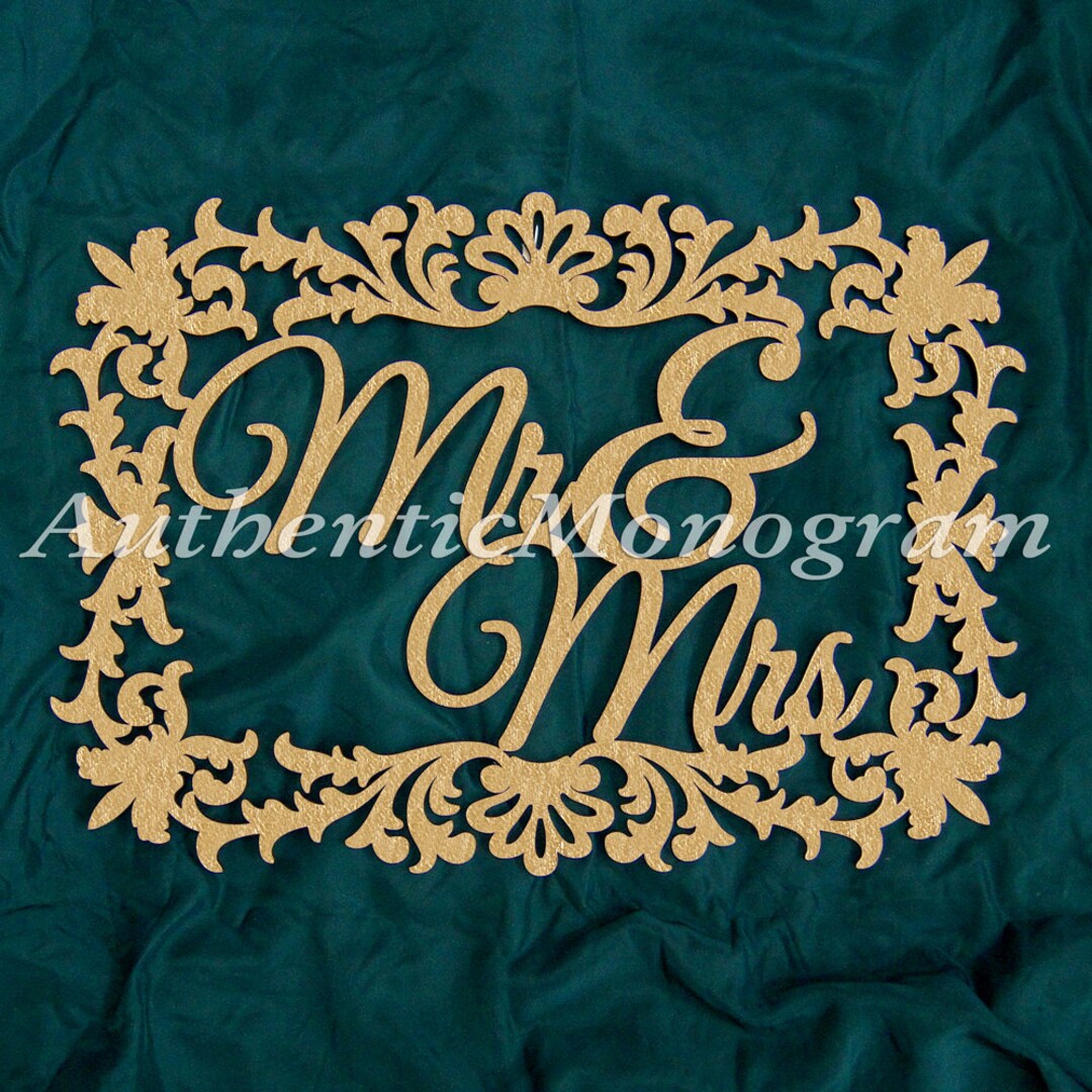 Mr Mrs Frame - Decorative Monogram Painted in Gold Silver or Vintage ...
