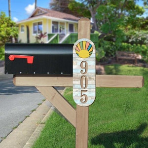 Sunrise Address Sign - Wooden House Number Plaque - Housewarming Door ...