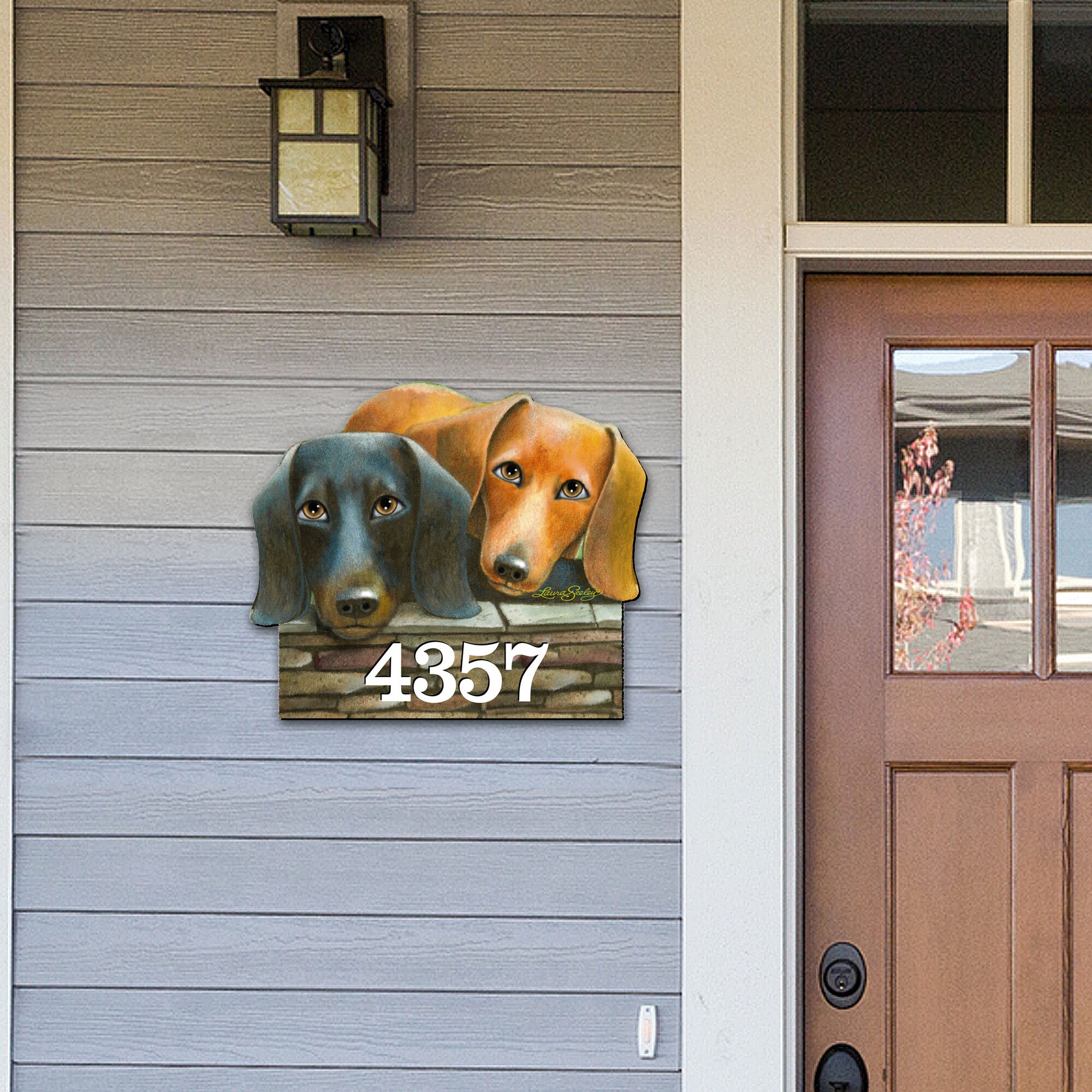 House Numbers Dachshund House Number Plaque by Laura Seeley | Etsy