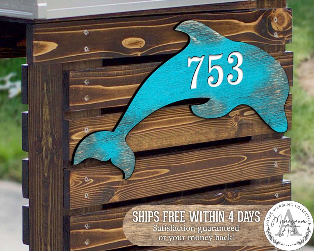 Handcrafted Coastal House Number Sign - Dolphin Address Sign - Nautical ...