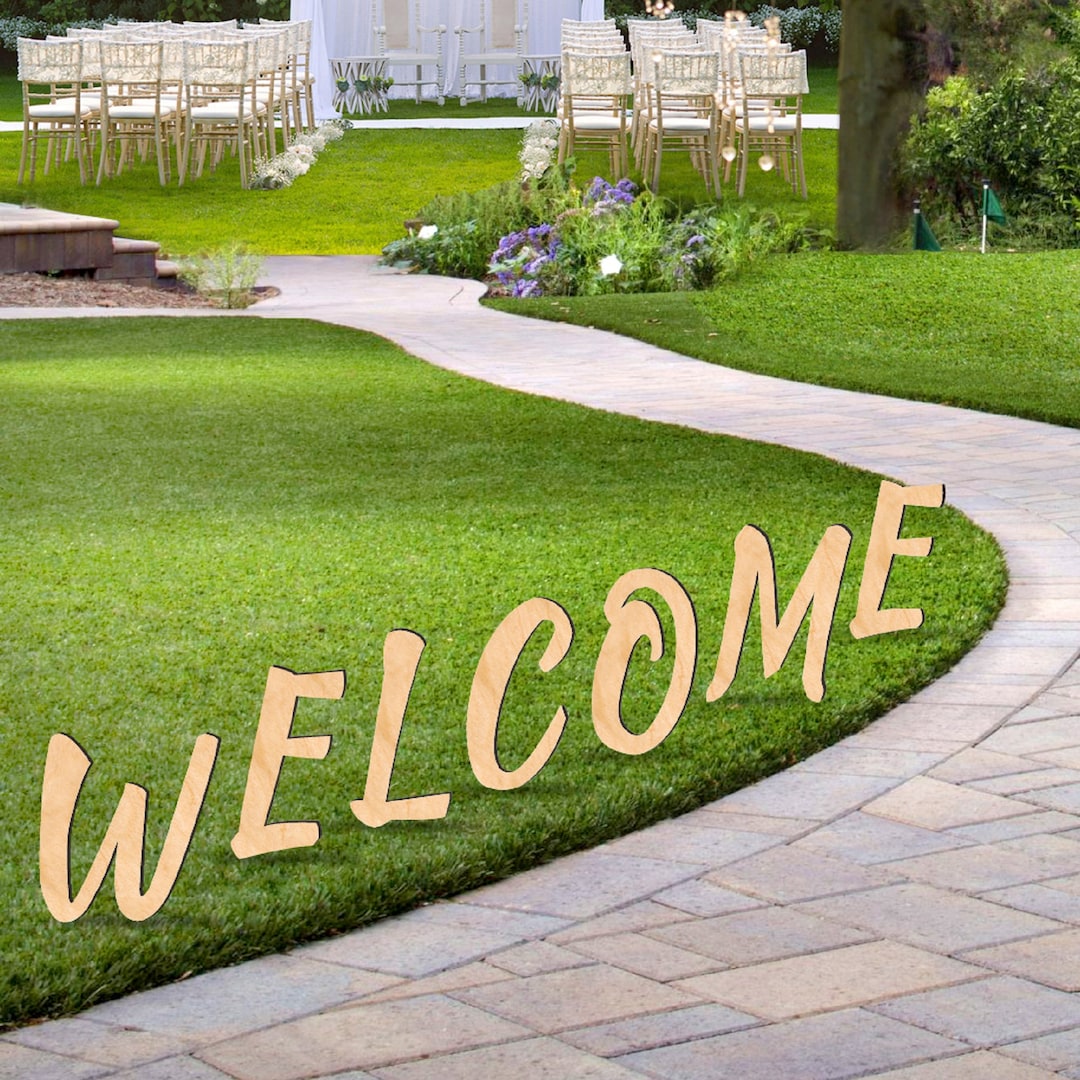 Welcome Sign Wooden Letters Free-standing Garden Party Decor 8911201M ...
