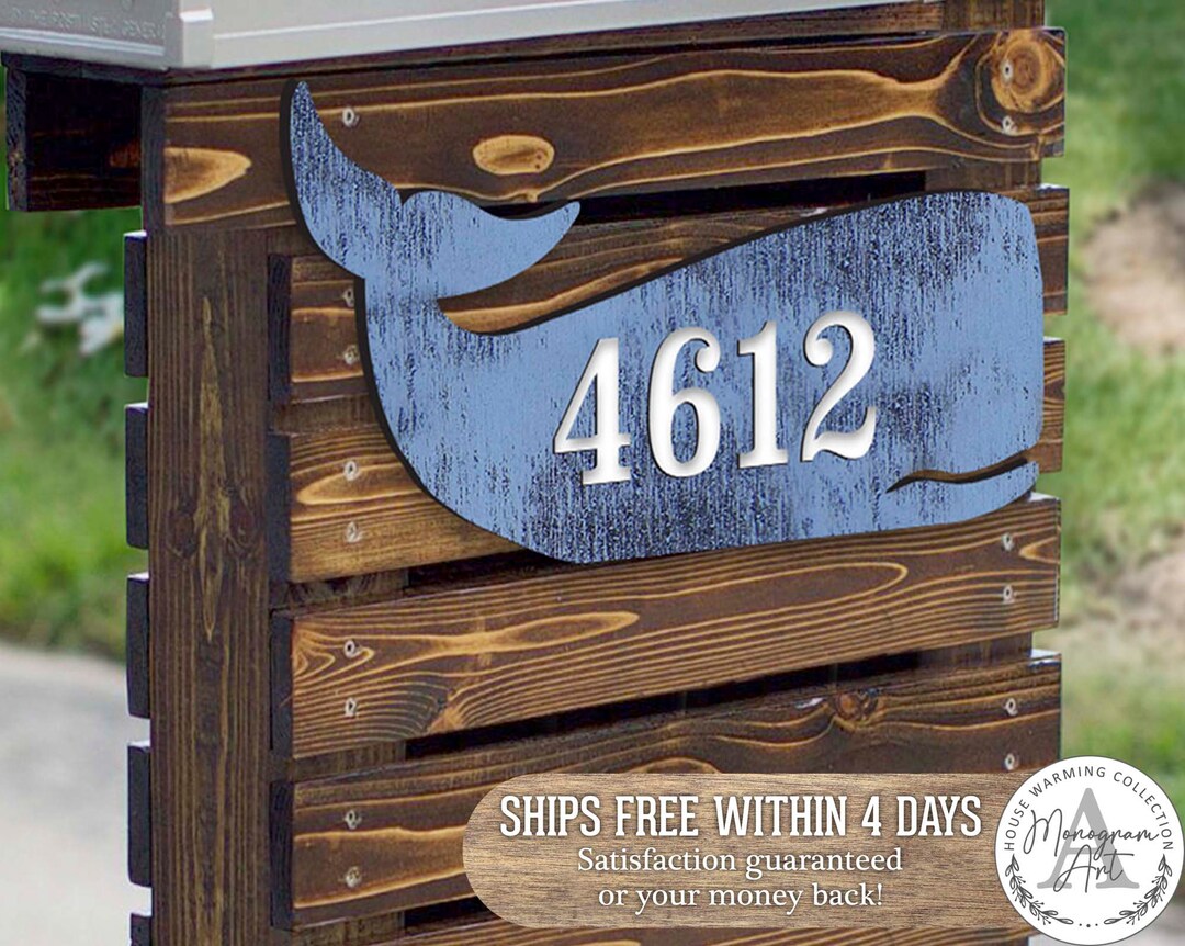 Salehouse Numbers Whale Number Plaque Beach House Numbers Coastal ...