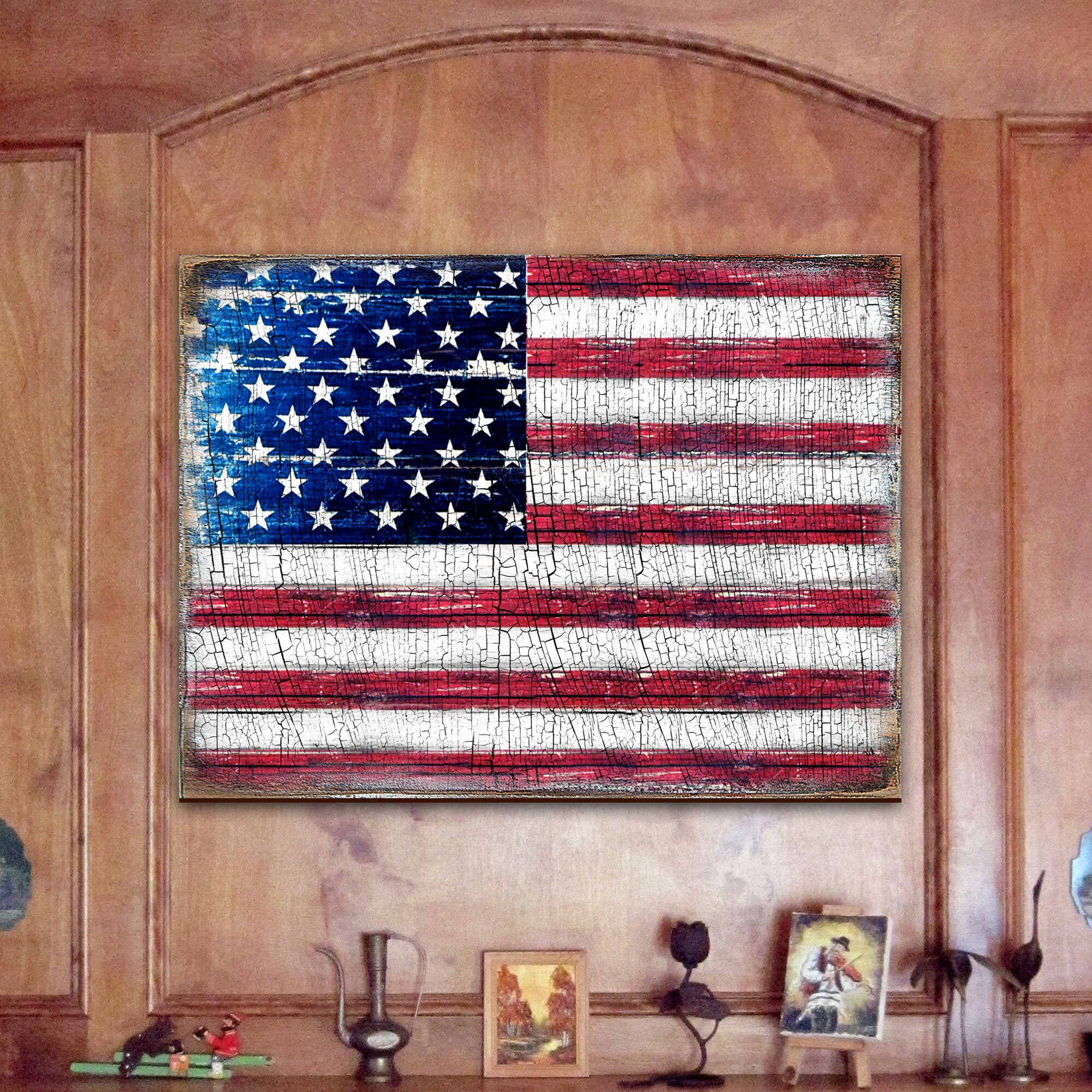 American Flag - Rustic Wooden Flag - Handcrafted Weathered Board Flag ...