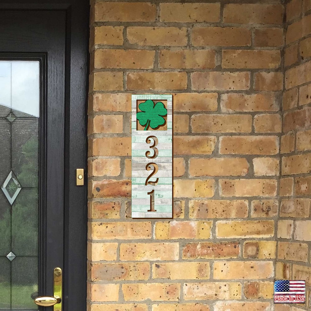 Celtic Address Sign - Wooden House Numbers - Door Number Sign - Clover ...