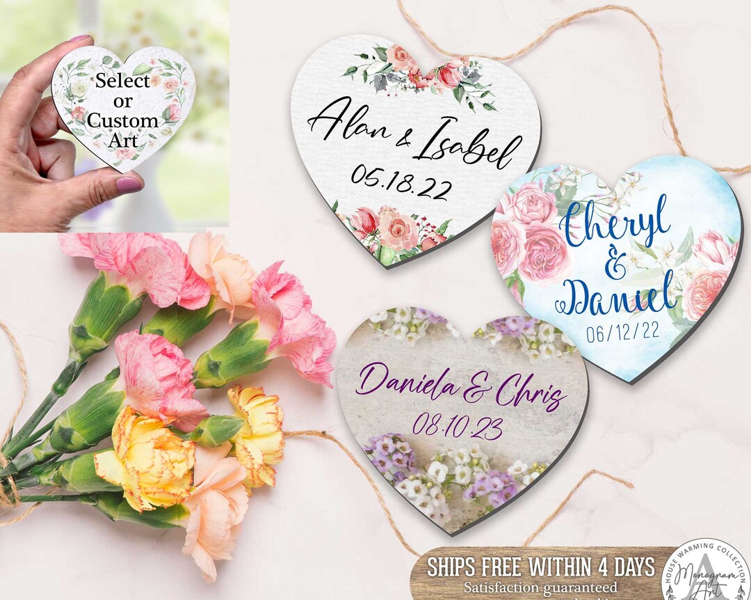Wedding Favor Gifts - Custom Heart-shaped Personalized Magnets - Heart ...