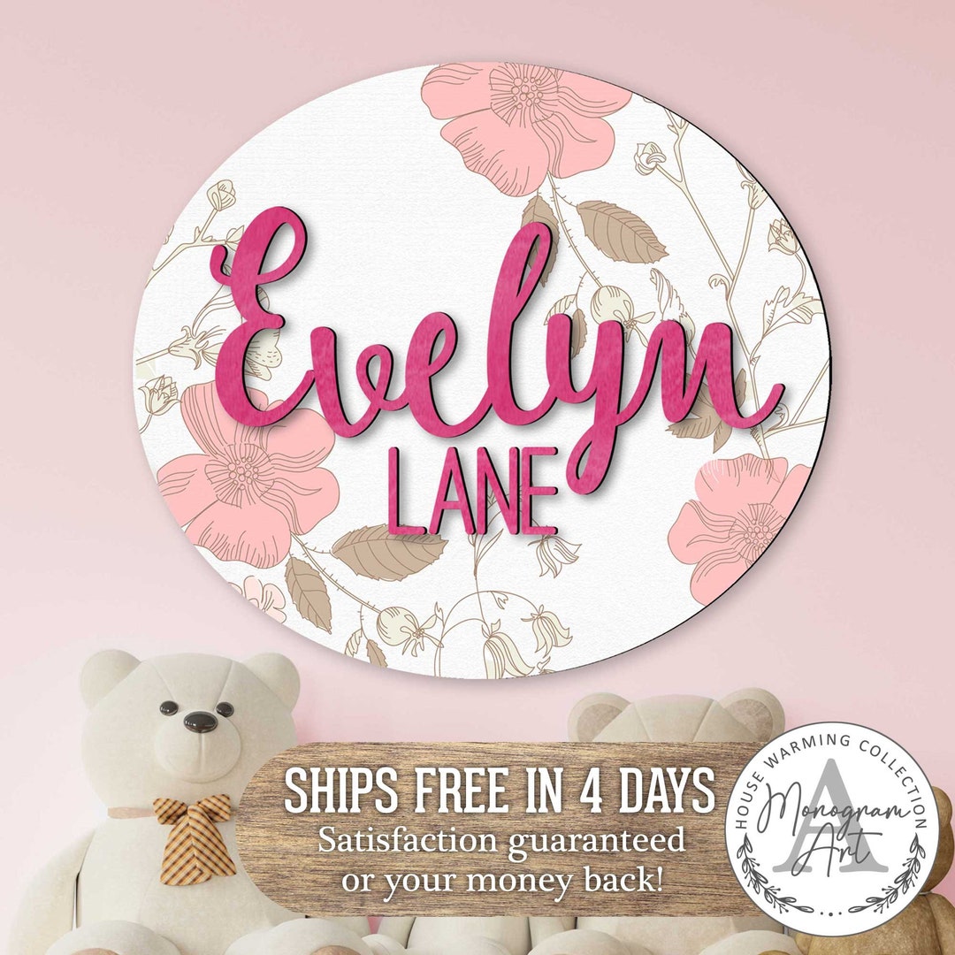 Personalized Name Sign - Custom Nursery Decor - Girl Name Design ...