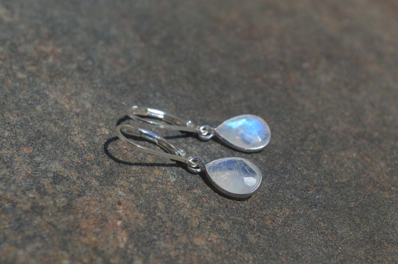 Moonstone earrings sterling silver gemstone teardrop | Etsy