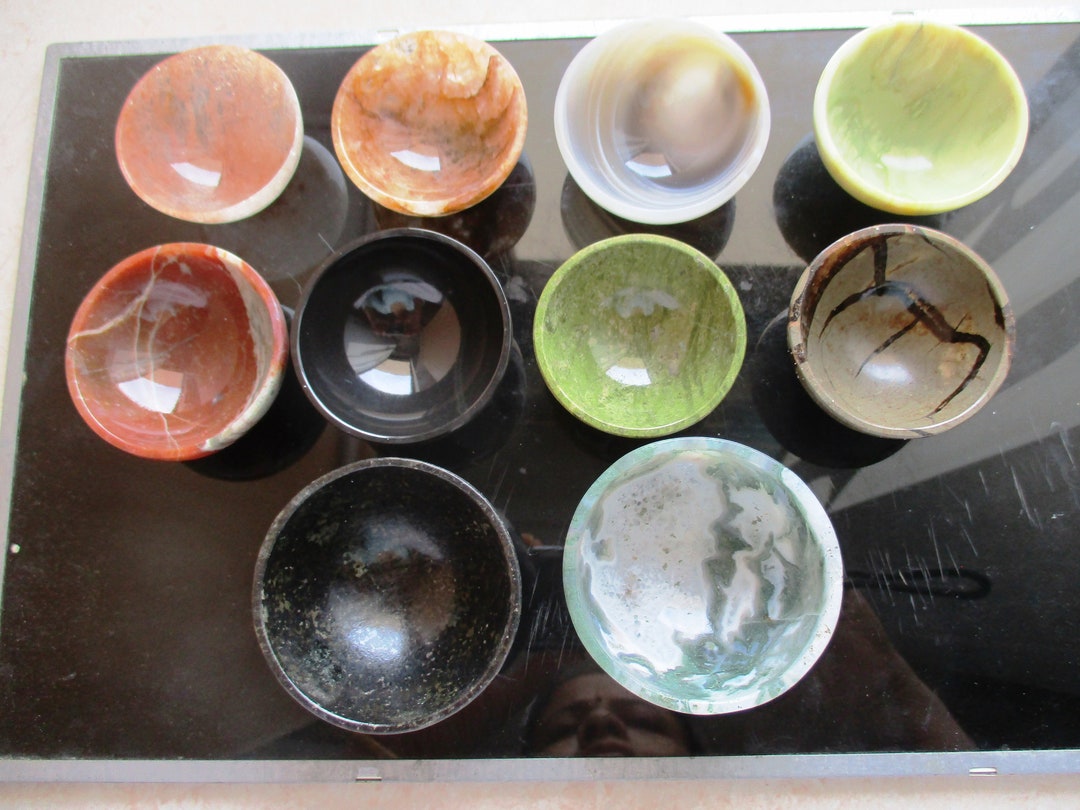Black Agate Bowl Red Jasper Stone Bowl Unakite Chalcedony Snow Flat ...