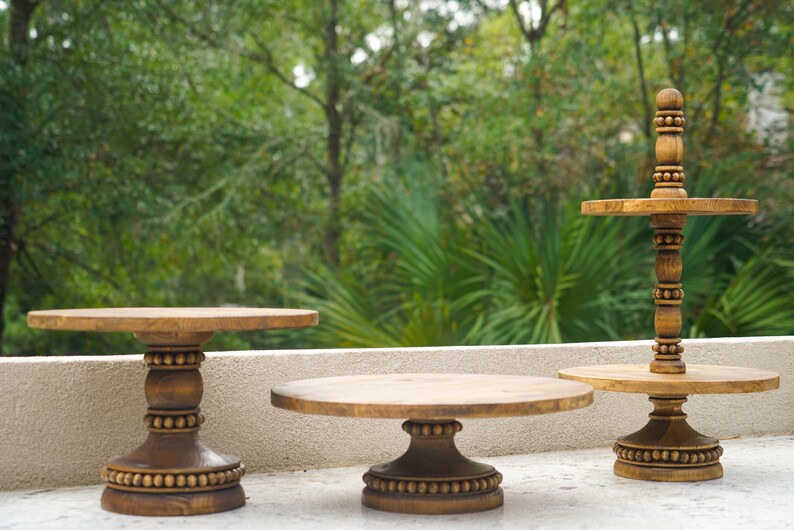 Cake Stands 16 18 or 20 Inch Round 7 Inches Tall Rustic Pine - Etsy