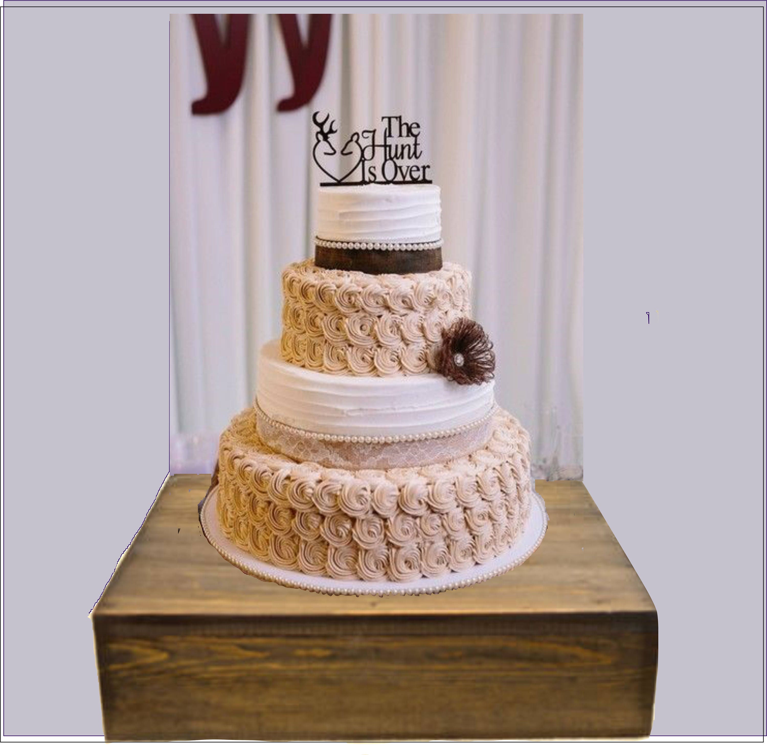Square Rustic Wedding Cakes With Burlap