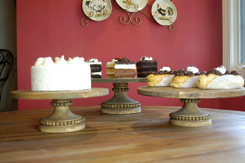 Cake Stands 16 18 or 20 Inch Round 7 Inches Tall Rustic Pine - Etsy