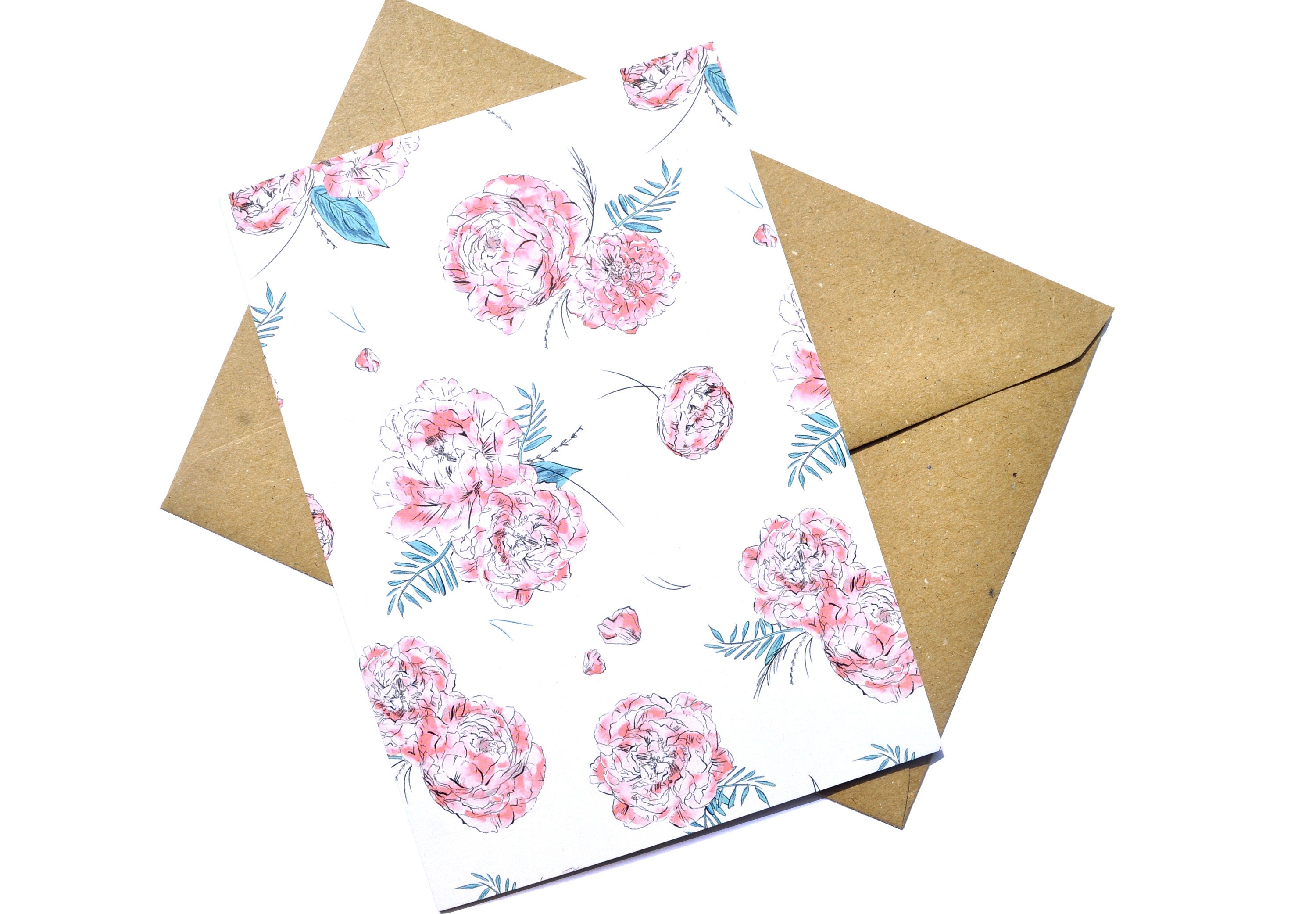 Greetings Card Peony Floral - Etsy