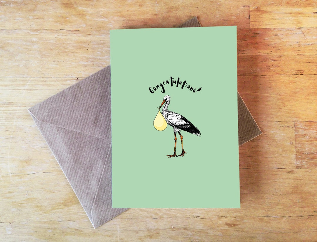 New Baby Stork Congratulations Card - Etsy