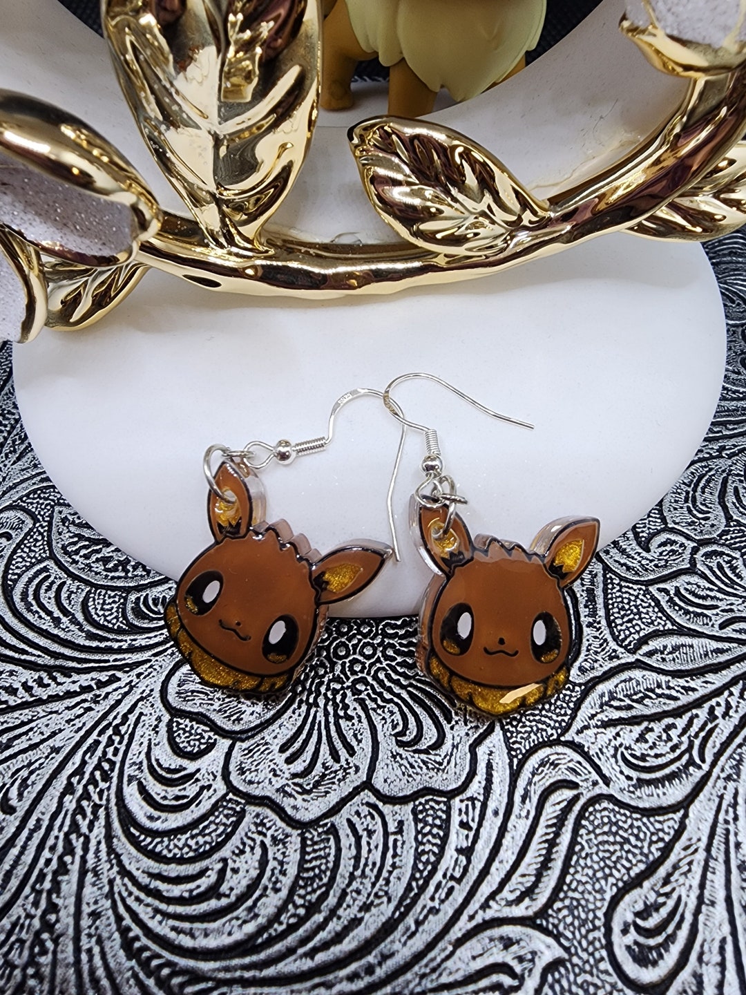 Pok3mon Eev3e Evolution Dangling Earrings (choice of Jolteon, Flareon ...