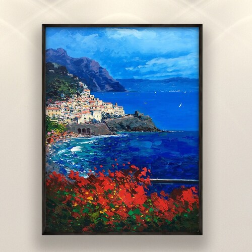 Capri Painting on Canvas Original Art Amalfi Coast Seascape - Etsy