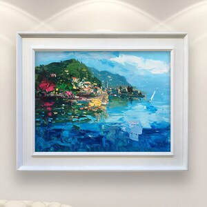 Lake Como Painting on Canvas, Original Impressionist Italy Wall Art for ...