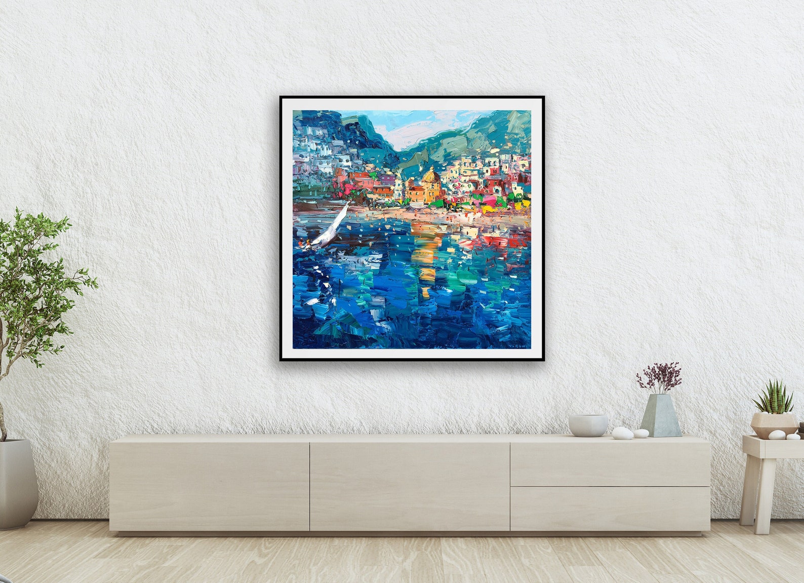 Positano Italy Art Print on Canvas or Paper, Italian Coastal Wall Art ...