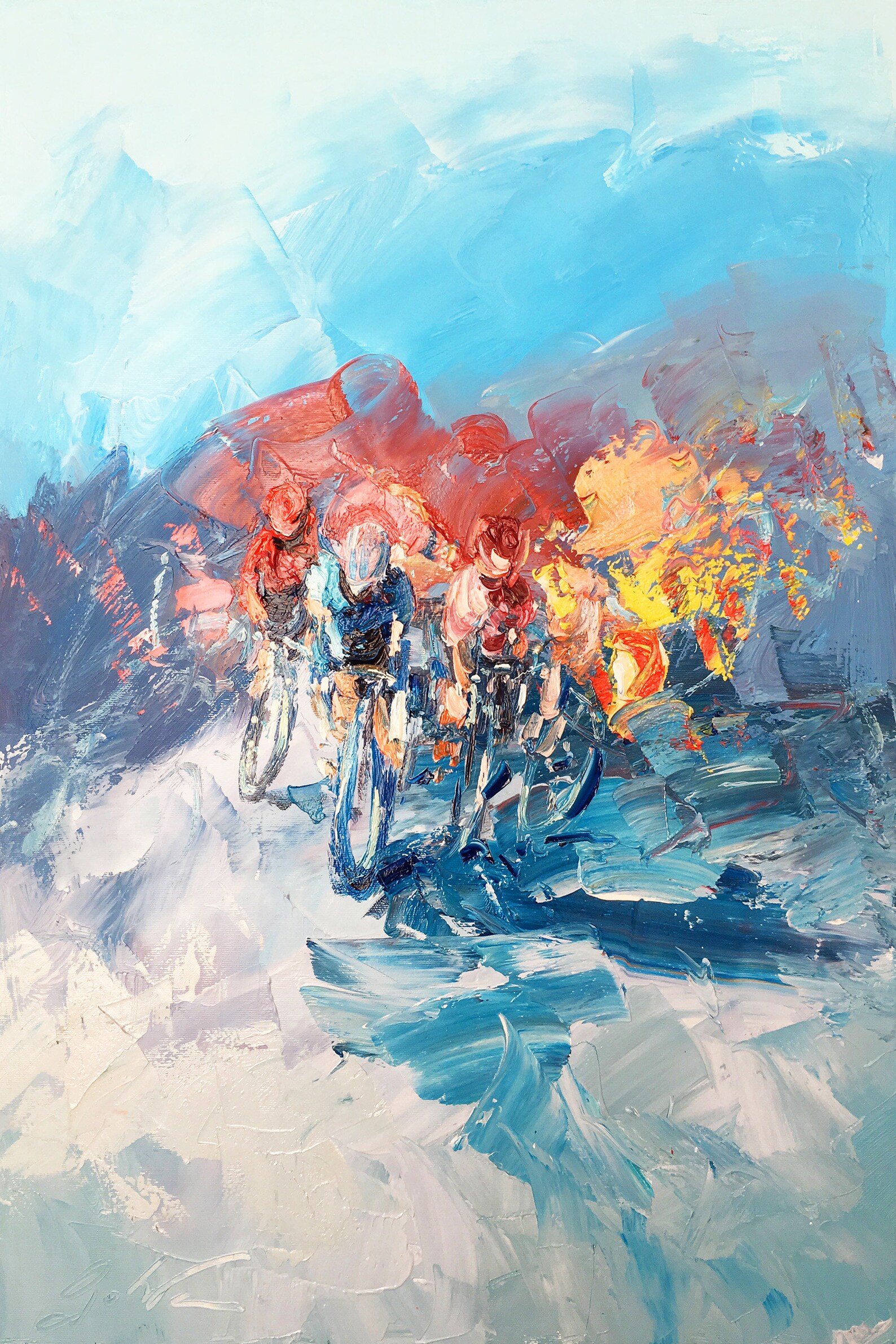 Cycling Painting on Canvas Original Painting Bike Art | Etsy