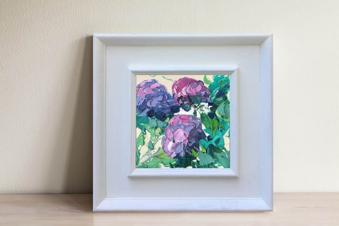 Hydrangea Painting on Canvas, Original Art, Purple Flowers Painting ...