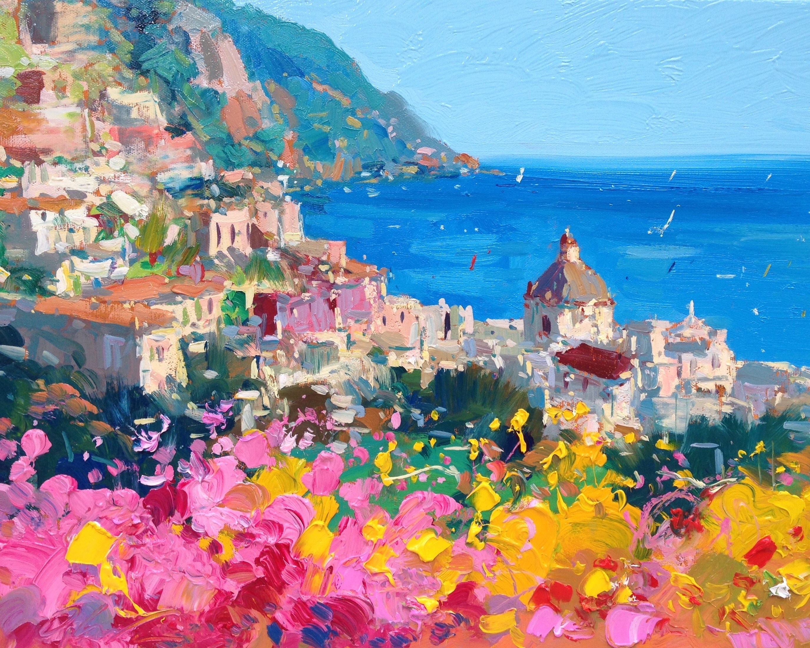 Positano Prints on Canvas Italy Prints Beach Prints Sea | Etsy