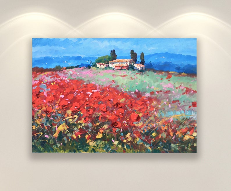 Landscape Art Wall Art Prints Poppy Art Country Wall Art | Etsy