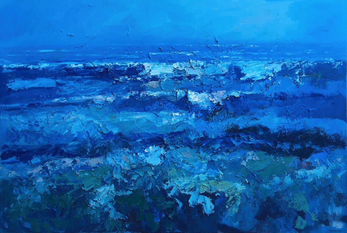 Ocean Painting on Canvas Original Art Modern Art Seascape | Etsy