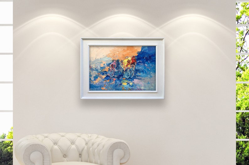 Bike Art on Canvas Original Art Bicycle Wall Art Cycling - Etsy