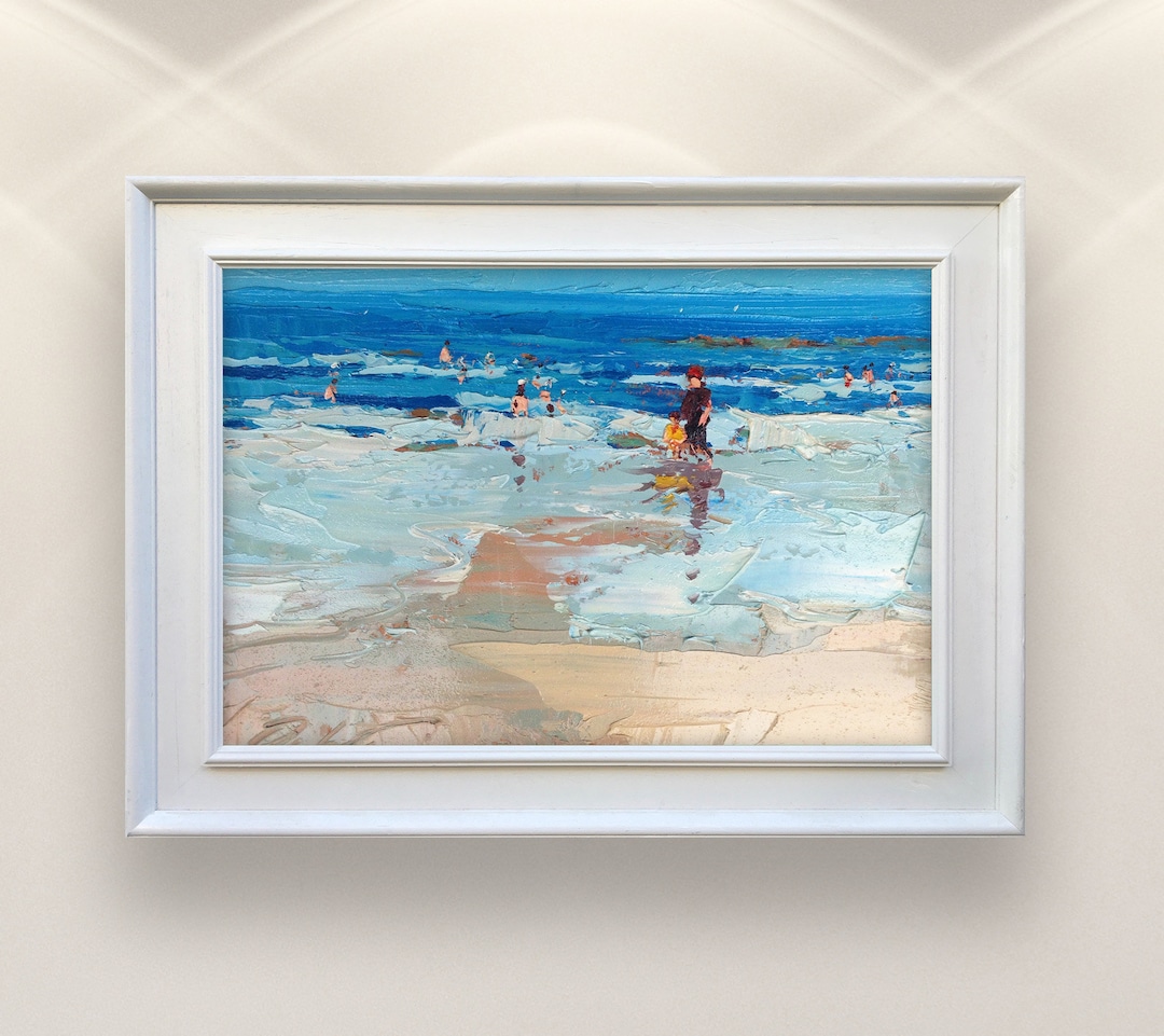 Beach Painting on Canvas, Original Painting, Ocean Painting, Modern Art ...