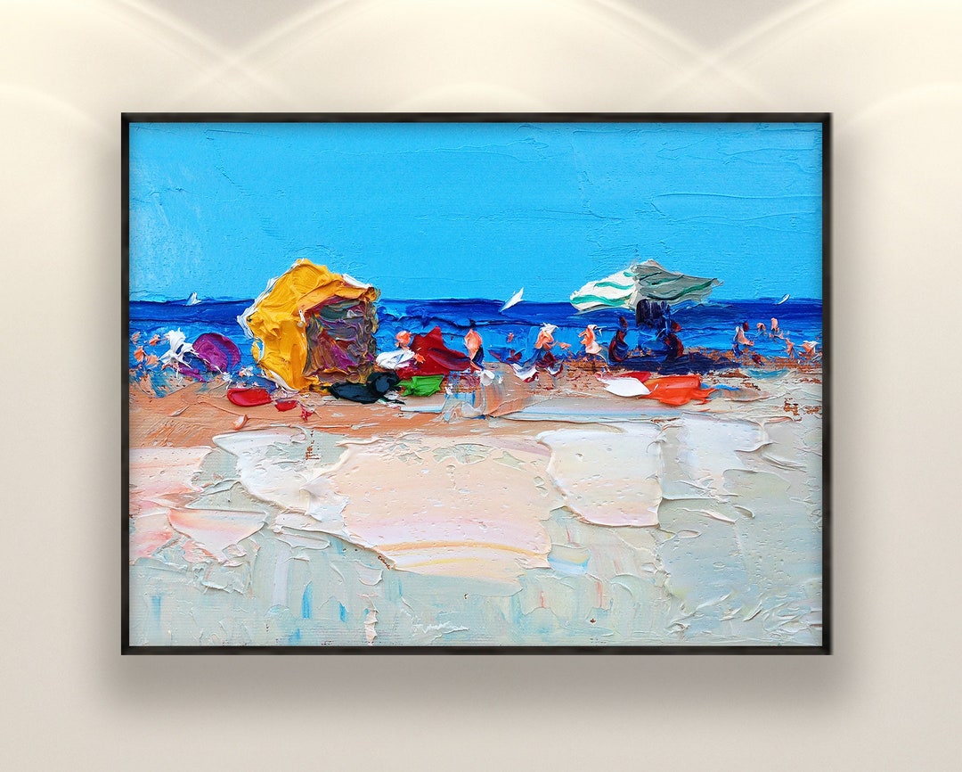 Beach Painting on Canvas, Original Art, Sea Painting, Beach Scene ...