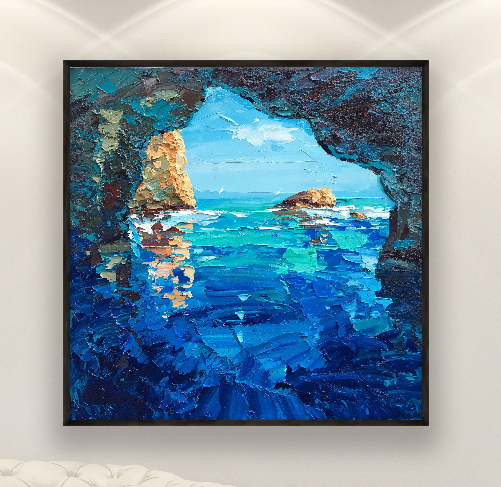 Blue Grotto Painting Capri Island Painting Original Art - Etsy