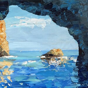 Blue Grotto Capri Oil Painting on Canvas, Italian Seascape Art ...