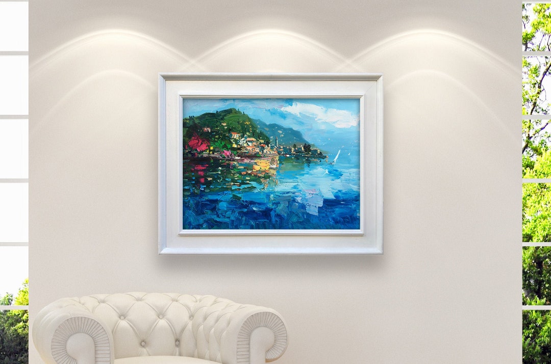 Lake Como Painting on Canvas Original Art Landscape - Etsy
