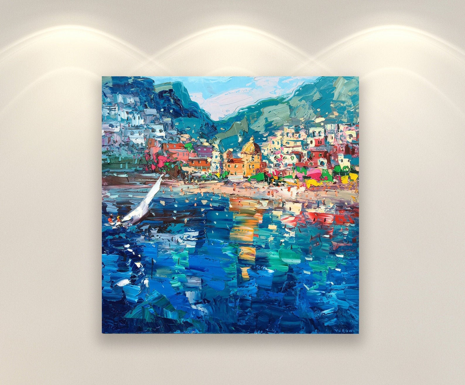 Positano Italy Art Print on Canvas or Paper, Italian Coastal Wall Art ...