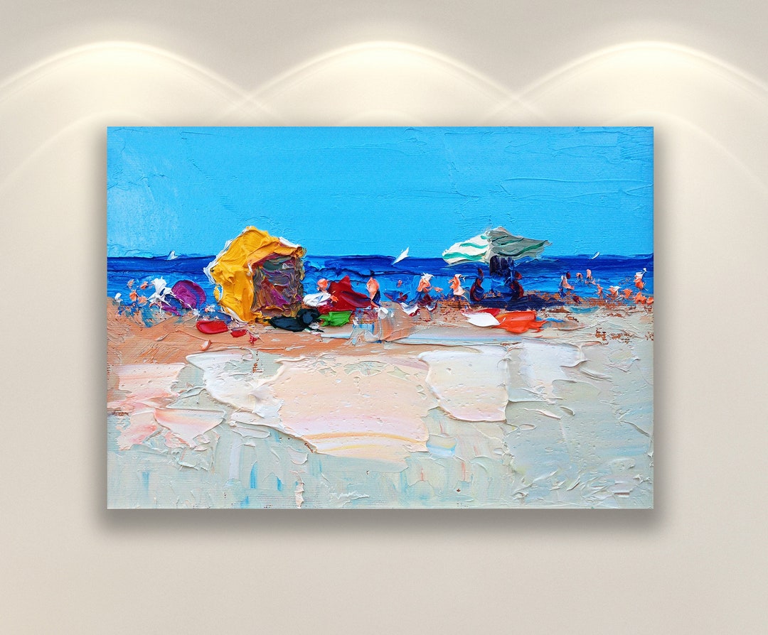 Beach Print, Original Art, Sea Print, Beach Scene People, Seascape ...