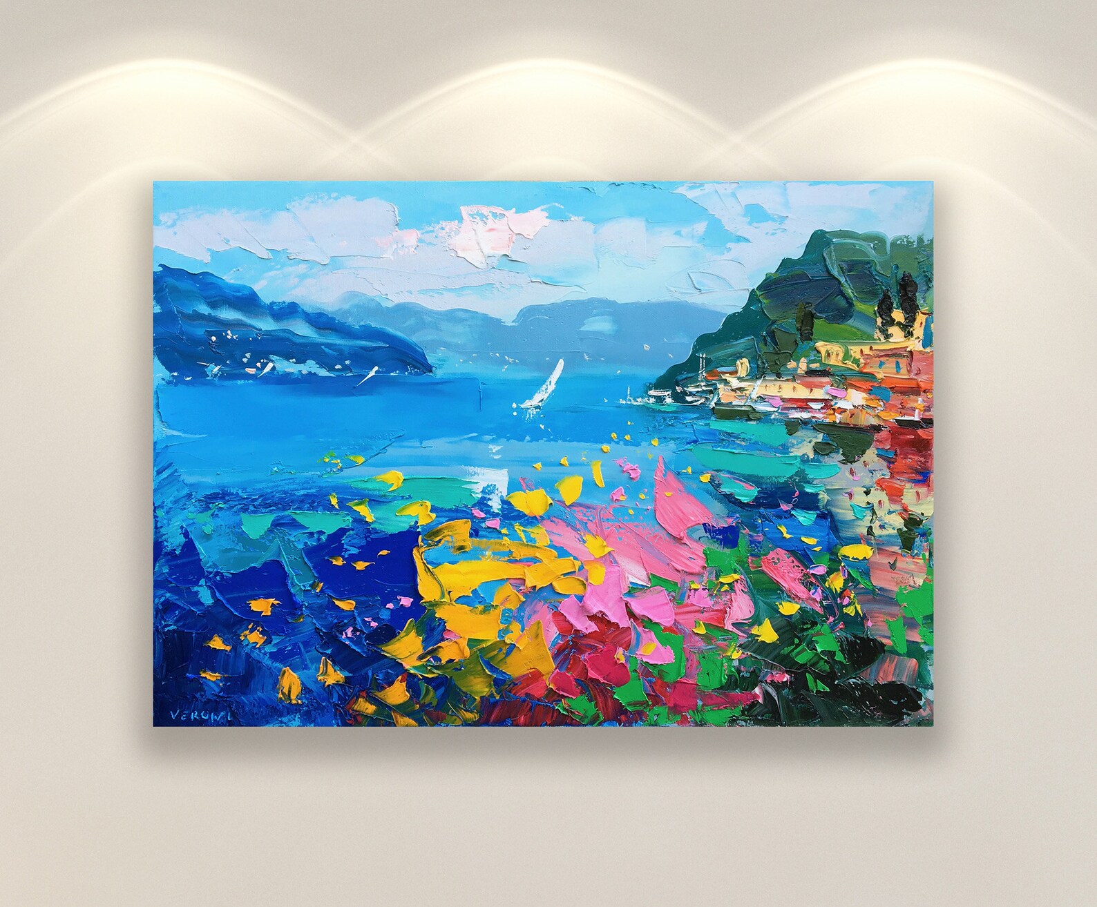 Lake Como Art Prints Original Art Italy Wall Art Canvas | Etsy