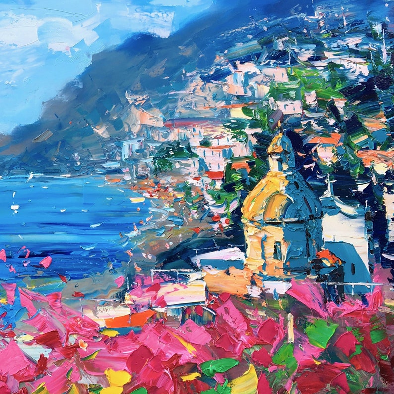 Positano Painting on Canvas Original Art Coastal Wall Art - Etsy