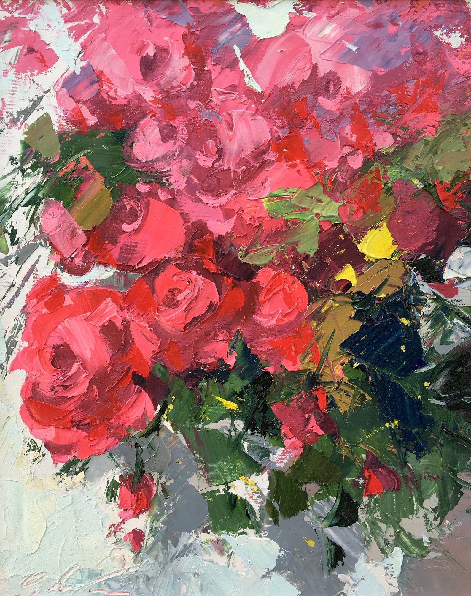 Red Roses Painting on Canvas Original Art Flowers Painting - Etsy