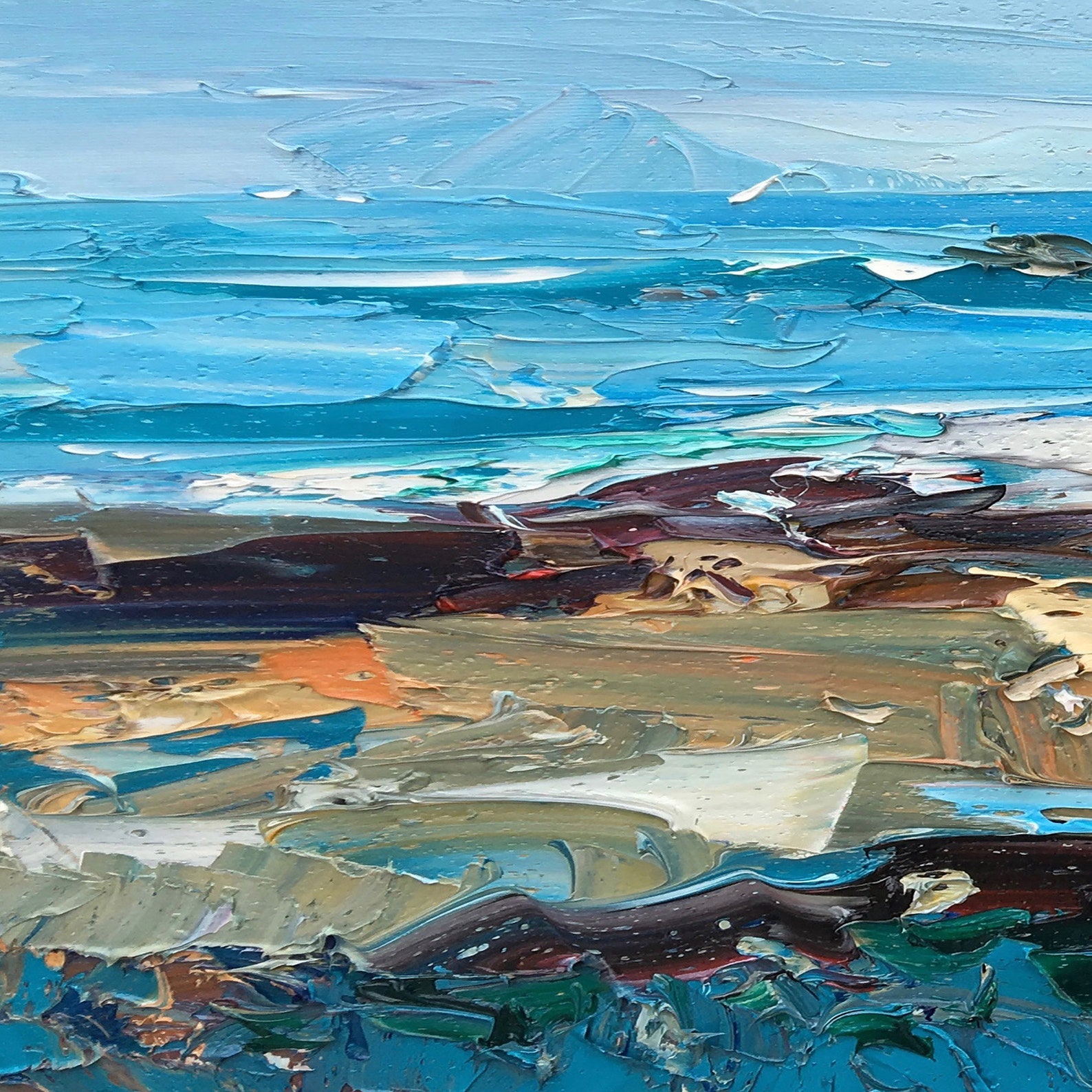 Beach Painting on Canvas Original Art Ocean Wall Art Modern - Etsy