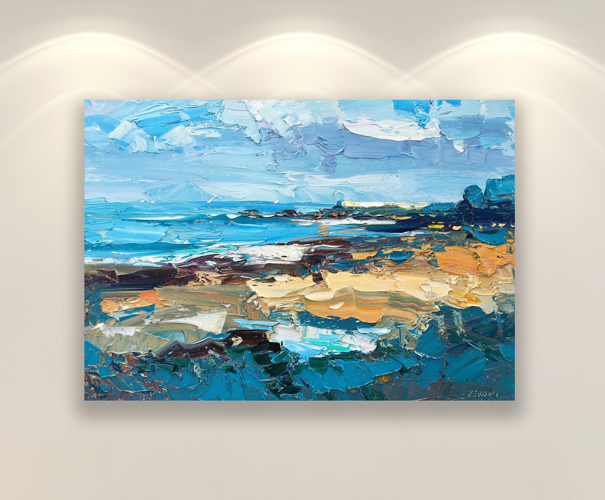 Acrylic Art & Collectibles Abstract Seascape Painting on Canvas Ocean ...