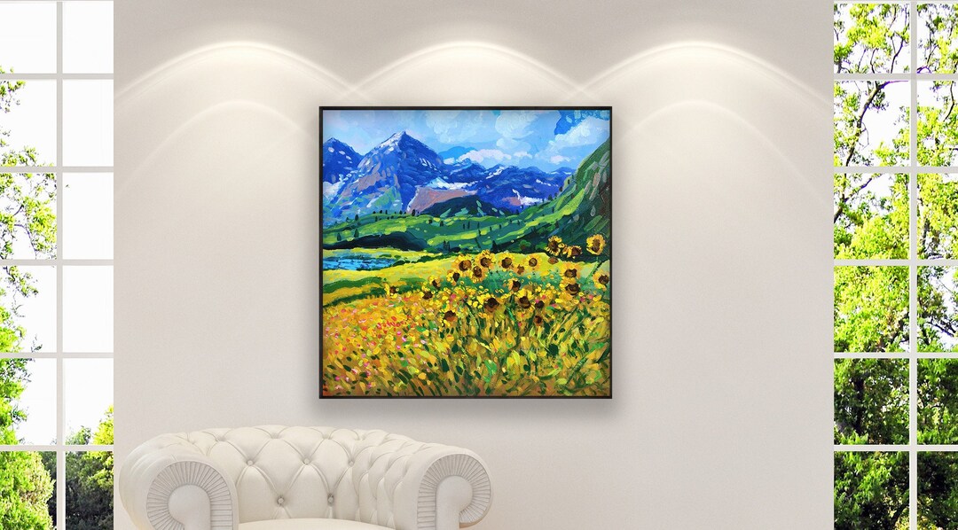 Colorado Rockies Mountains Painting on Canvas, Original Impressionist ...