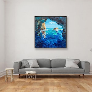 Blue Grotto Painting, Capri Island Painting, Original Art, Seascape ...