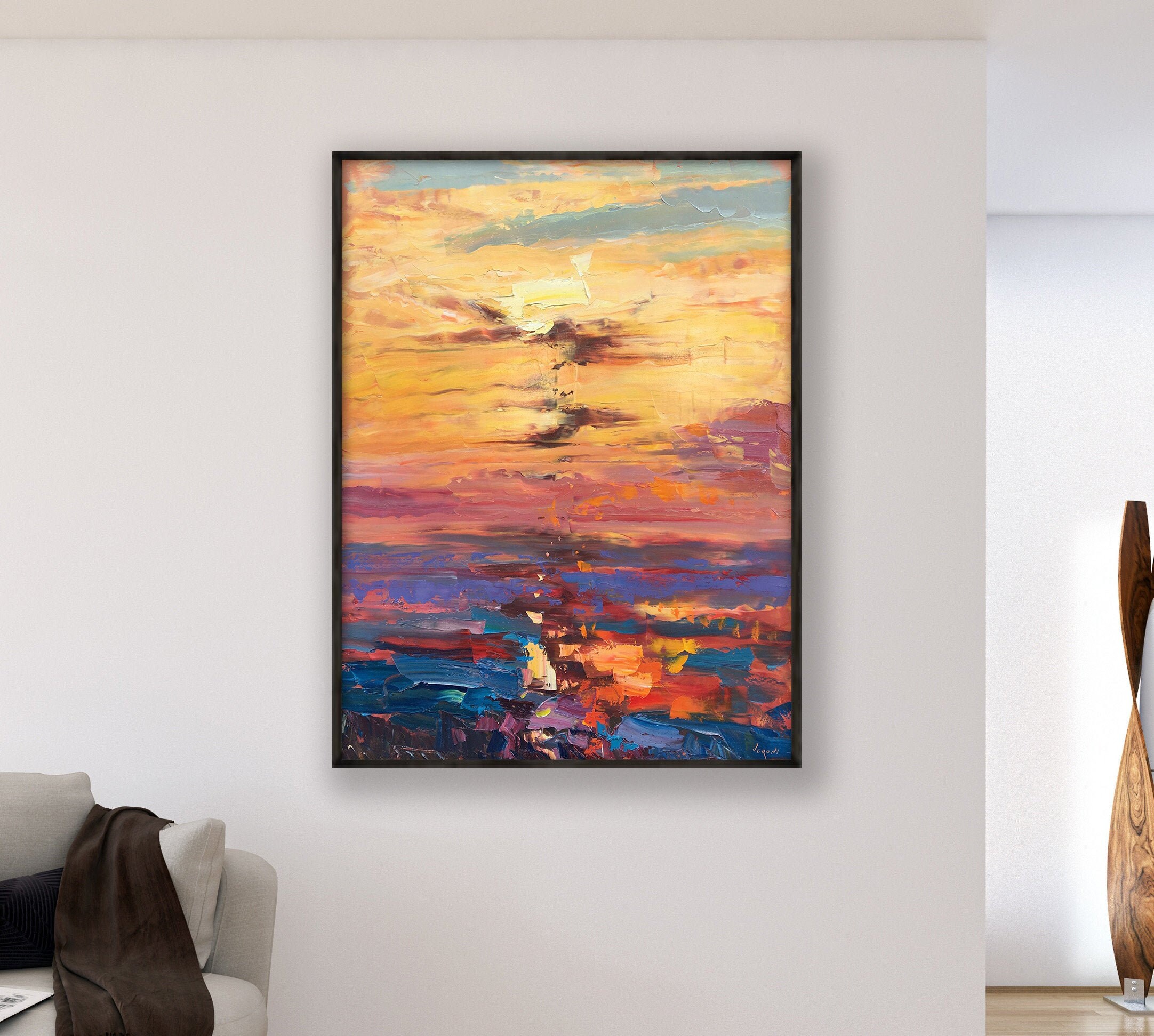 Sunset Painting on Canvas Original Art Abstract Painting | Etsy