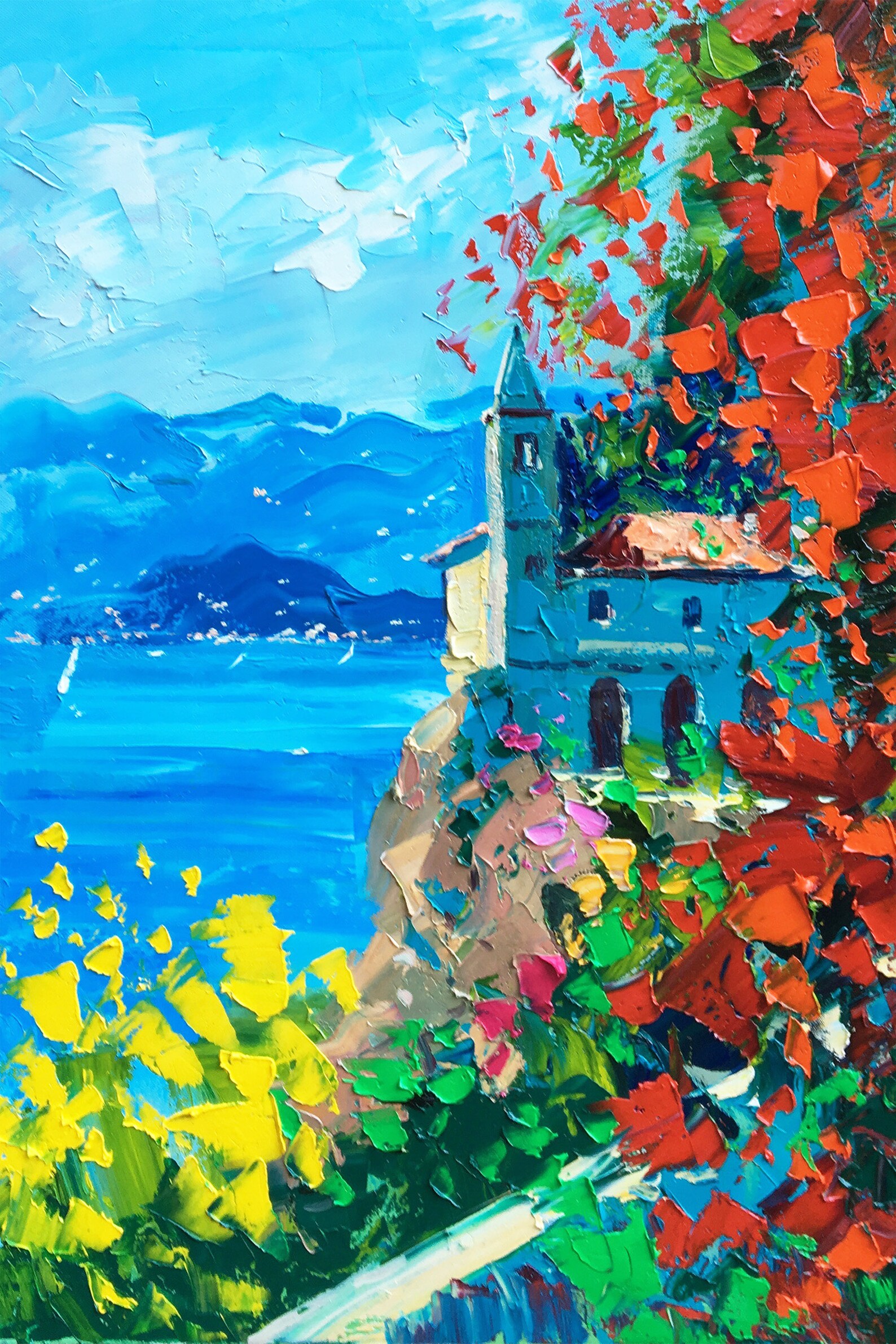 Lake Como Painting on Canvas Original Art Italy Painting - Etsy
