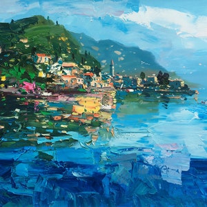 Lake Como Painting on Canvas Original Art Landscape | Etsy