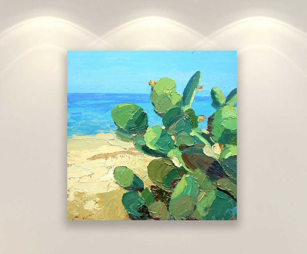 Cactus Prints Beach Art Prints Coastal Art Green Prints Sand Prints ...